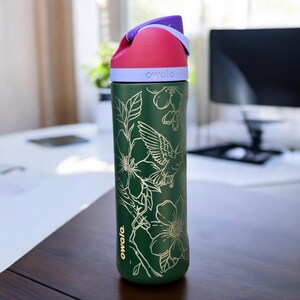 Engraved Owala 24 Oz Bottle | Birds & Flowers Design | Personalized Eco ...