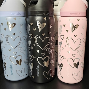 Heart Doodle Engraved Owala 24 and 32 Oz Bottle | Valentine's Day Owala ...