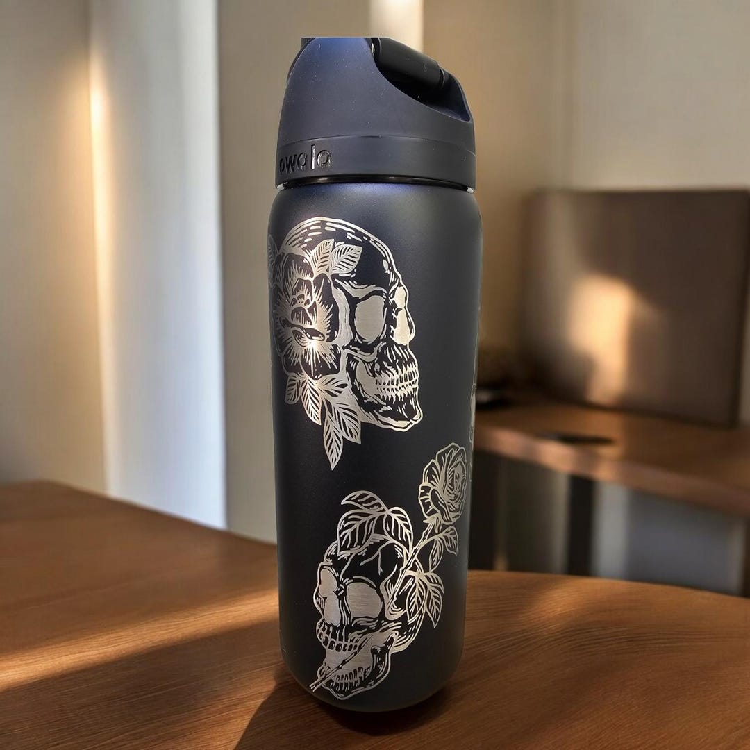 Skull and Roses Owala 24 and 32 Oz Owala Flip Cap, Leak Proof Water ...