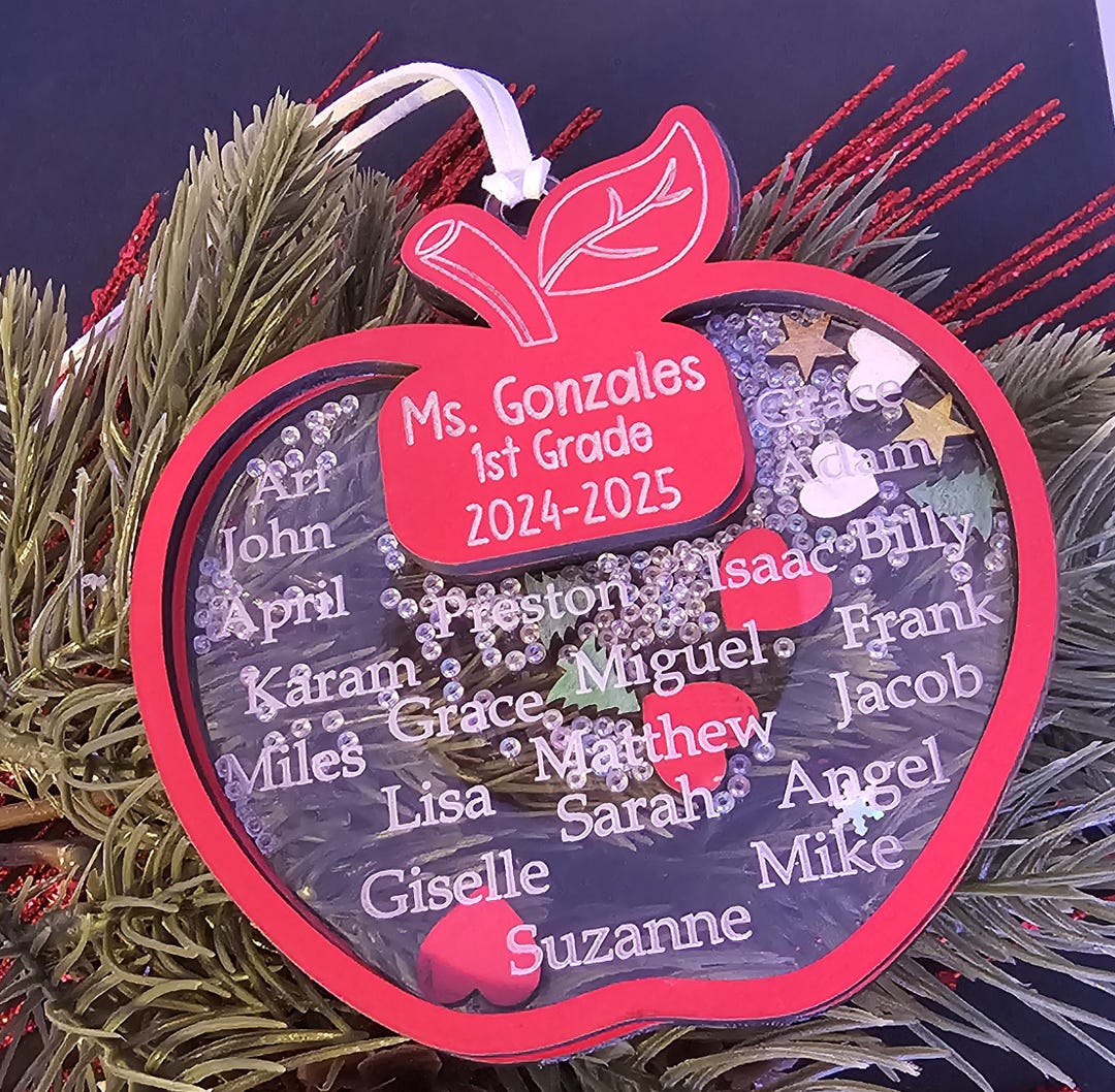 Personalized Teacher Apple Ornament: Custom Student Names Shaker Gift ...