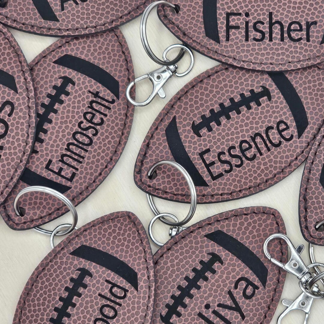 Custom Football Keychain | Personalized Leatherette Bag Tag With Name ...
