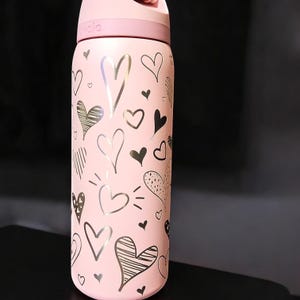 Heart Doodle Engraved Owala 24 and 32 Oz Bottle | Valentine's Day Owala ...