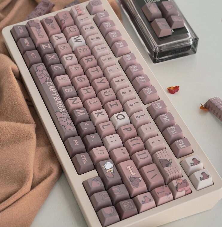 Capybara Theme Keycap Set Cute Keycap Set 129PCS Milk Tea - Etsy
