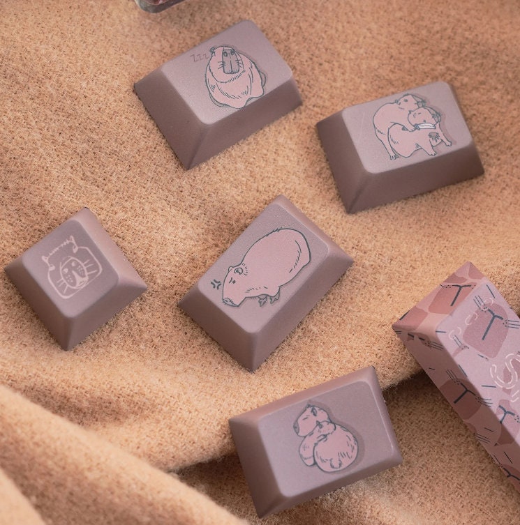 Capybara Theme Keycap Set Cute Keycap Set 129PCS Milk Tea - Etsy