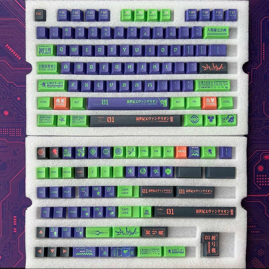 Eva Unit-01 Keycap Set Cherry Profile Keycaps Set 140keys - Etsy Australia