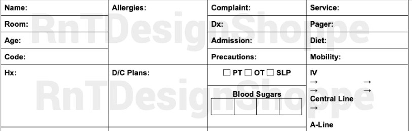 Nurse Report Sheet, Nursing Report Sheet, Nursing Notes, ICU Report ...