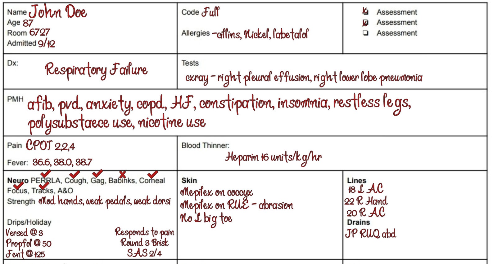 Nurse ICU SCU Report Sheet, Brain, Digital Download, Nursing, Rn, Cicu ...