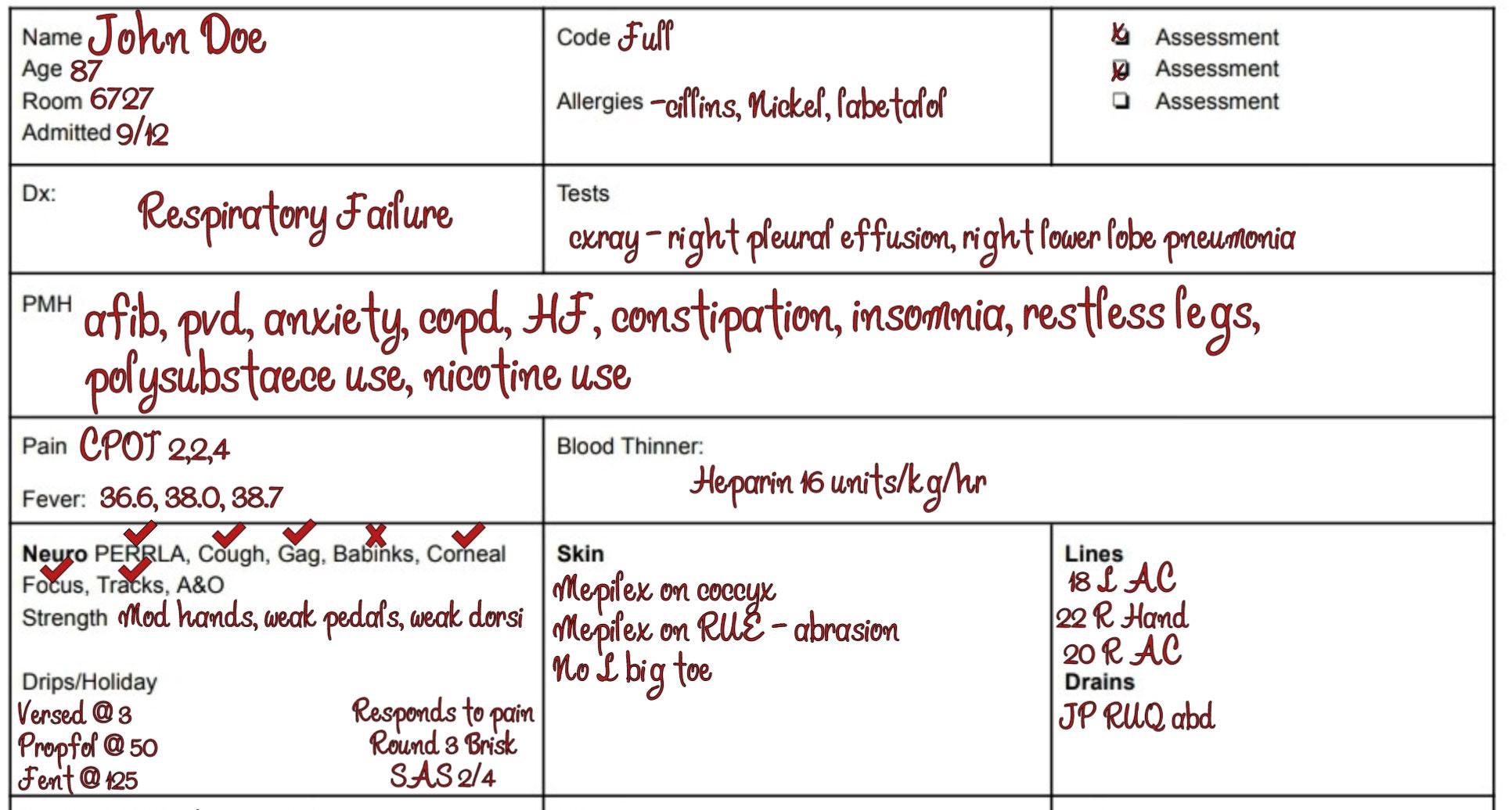 Nurse ICU SCU Report Sheet, Brain, Digital Download, Nursing, Rn, Cicu ...
