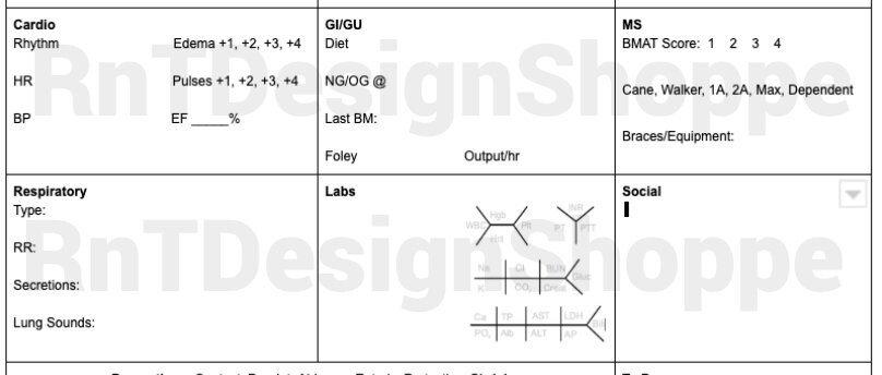 Nursing Report Sheet for MS or IMC, Telemetry, Brain, Digital Download ...