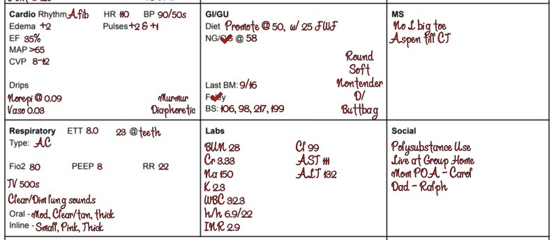 Nurse ICU SCU Report Sheet, Brain, Digital Download, Nursing, Rn, Cicu ...