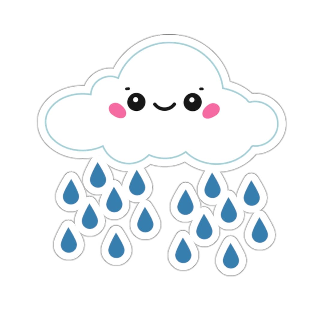 White Cloud Sticker, Happy Cloud Kiss-cut Stickers Raining Sticker ...