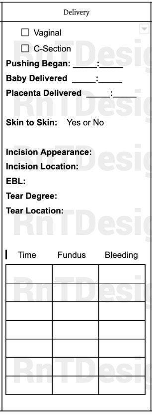 Nurse L&D Report Sheet, Brain, Digital Download, Nursing, Labor and Delivery Report Sheet, RN ...