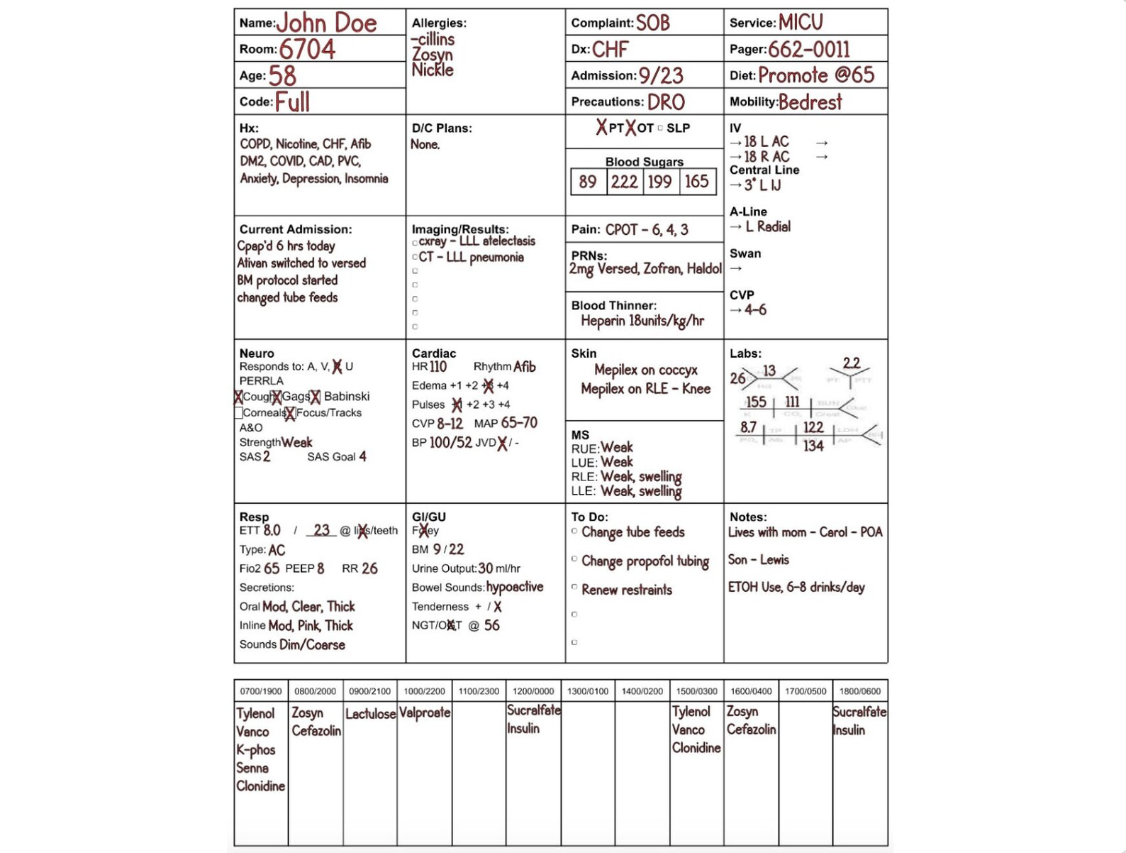 Nurse Report Sheet, Nursing Report Sheet, Nursing Notes, ICU Report ...