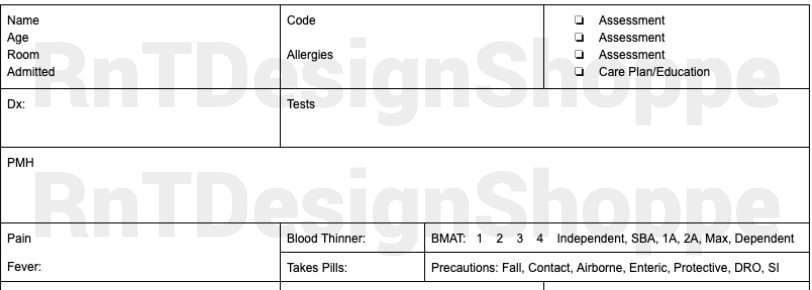 Nursing ICU Report Sheet, Nurse Brain, Digital Download, Nursing, RN ...