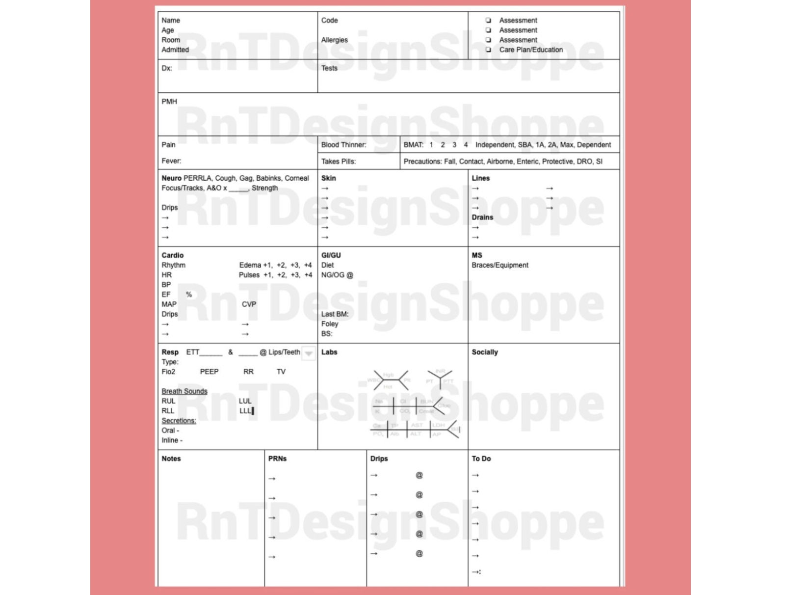 Nursing ICU Report Sheet, Nurse Brain, Digital Download, Nursing, RN ...