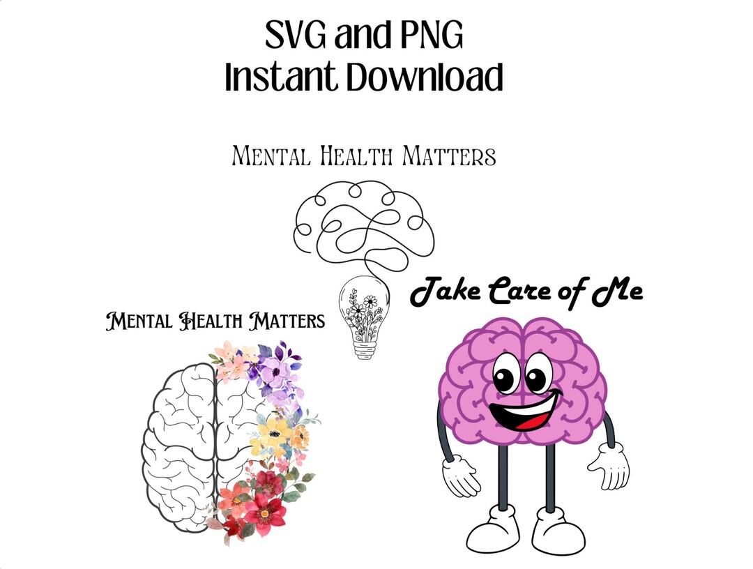 Mental Health SVG PNG Digital Download Brain SVG Brain - Etsy