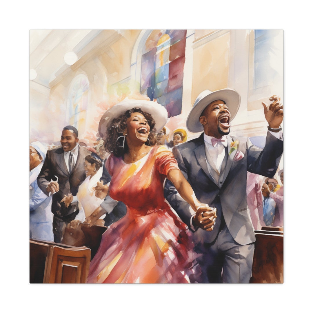 Canvas Art African American Art Church Scene Religious Afro Art Canvas Gift for Spiritual Gift ...
