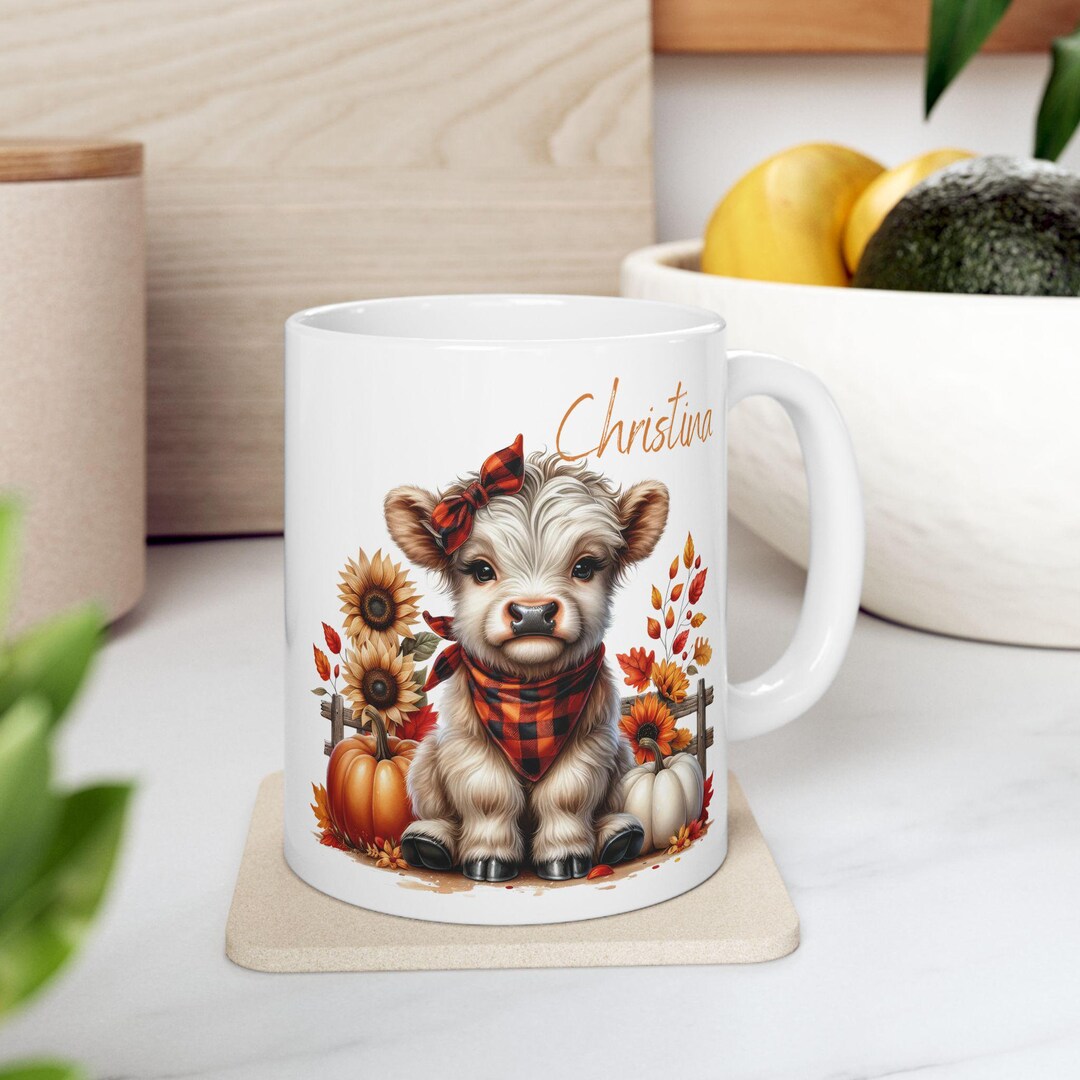 Personalized Highland Cow Mug, Custom Coffee Mug, Highland Cow Mug ...