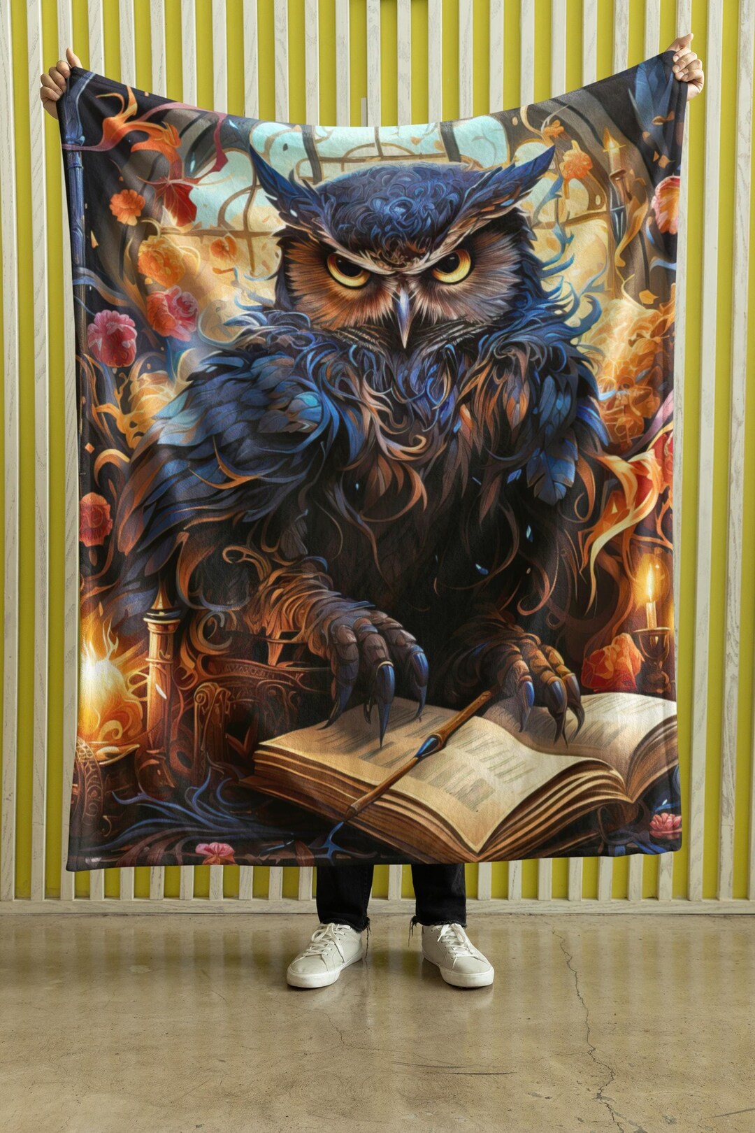 Magic Wizard Owl Blanket, Fantasy Book Blanket, Wizard Owl, Magic Gift ...