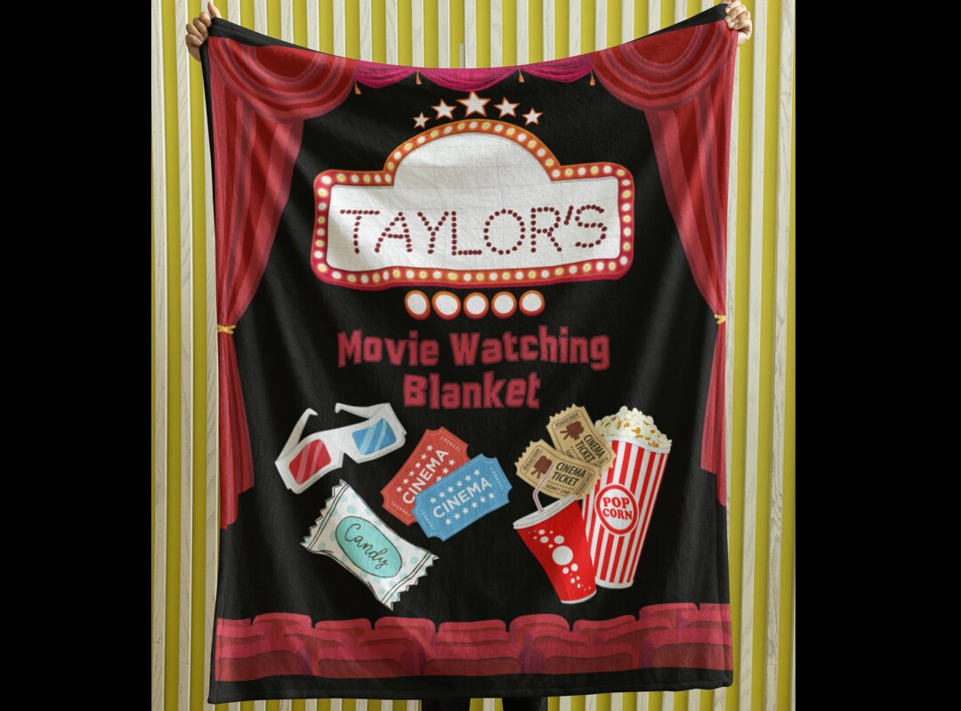 Personalized Movie Theater Blanket, Personalized Movie Night, Custom ...
