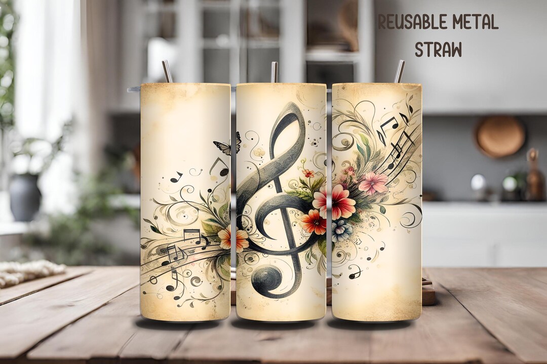 Music Note Tumbler, Musical Notes Gift, Treble Clef Musical Notes ...