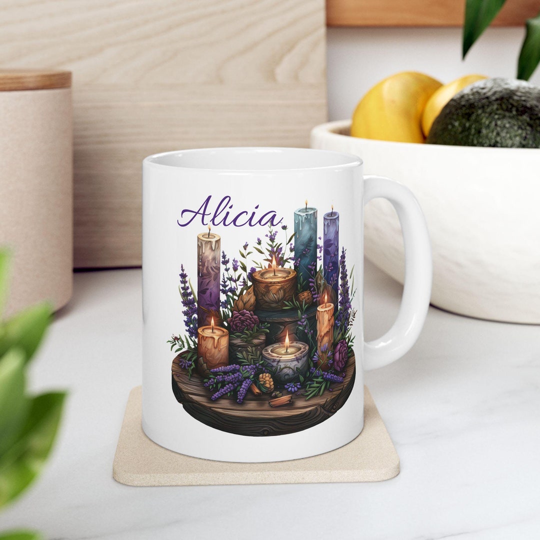Personalized Gothic Candle Mug, Custom Candle Mug, Gift for Coworker ...