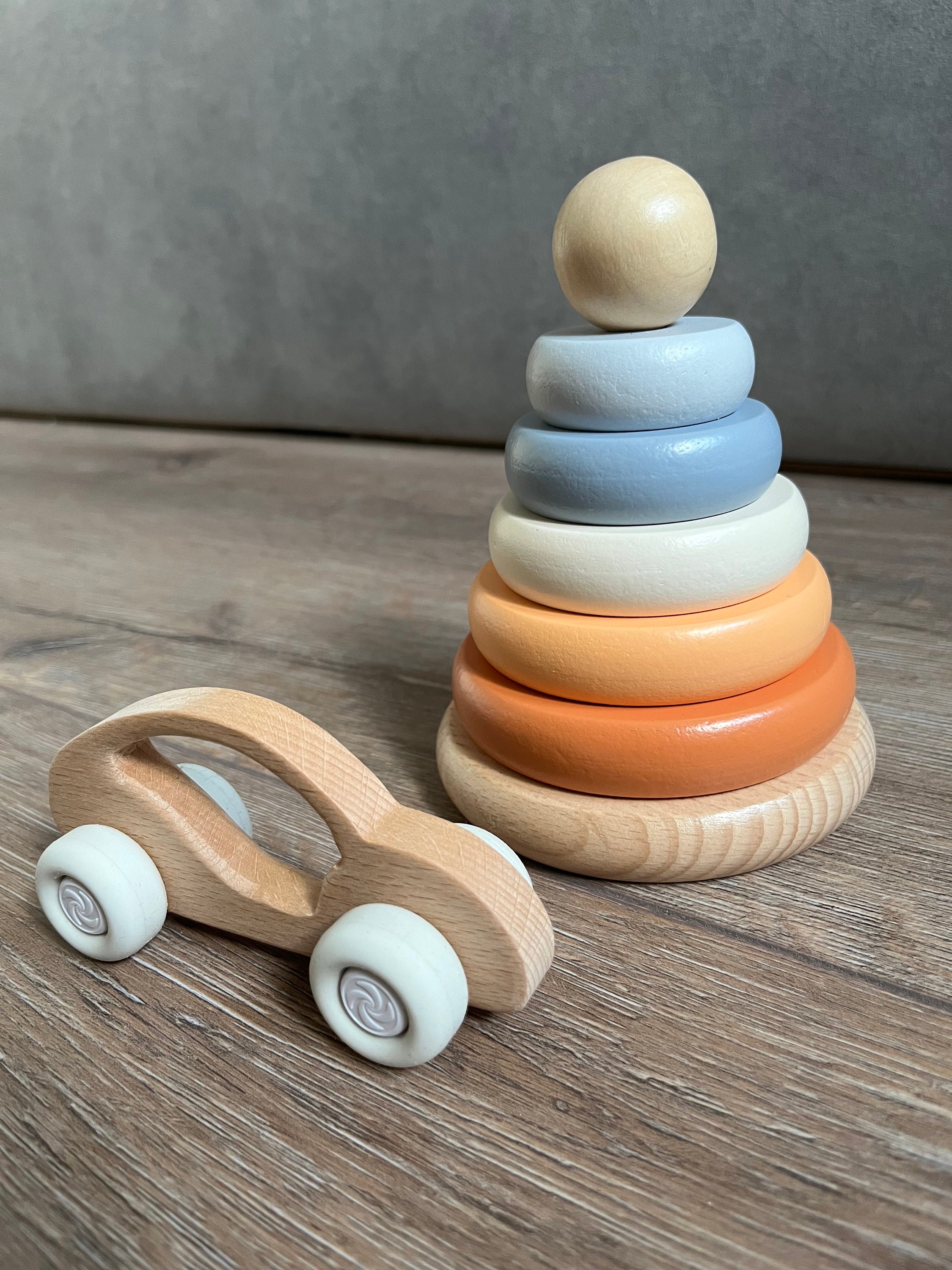 Wooden Stacking Toy, Waldorf Wood Blocks Baby, Building Learning ...