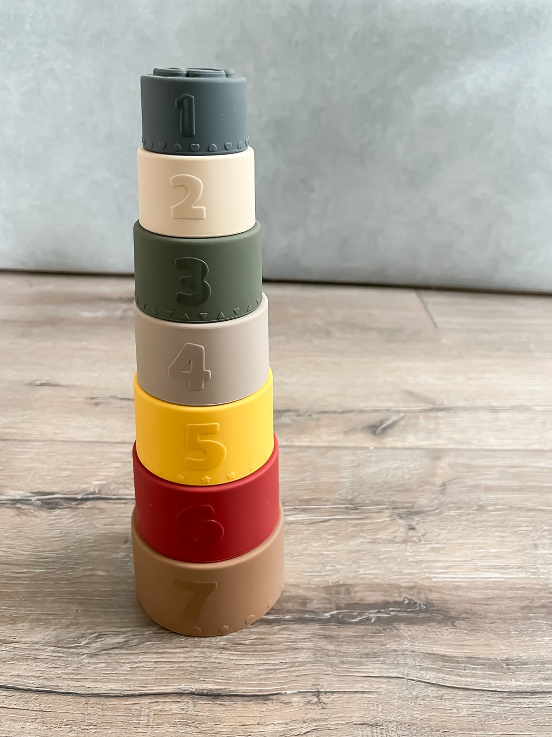 Silicone Stacking Cup Baby Toy, Montessori Stacking Tower, Toddler ...