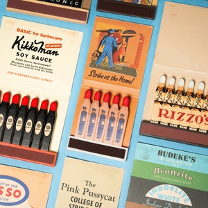 Pack of 10 Vintage Style Matchbooks With Print on Matches - 10 Unique ...