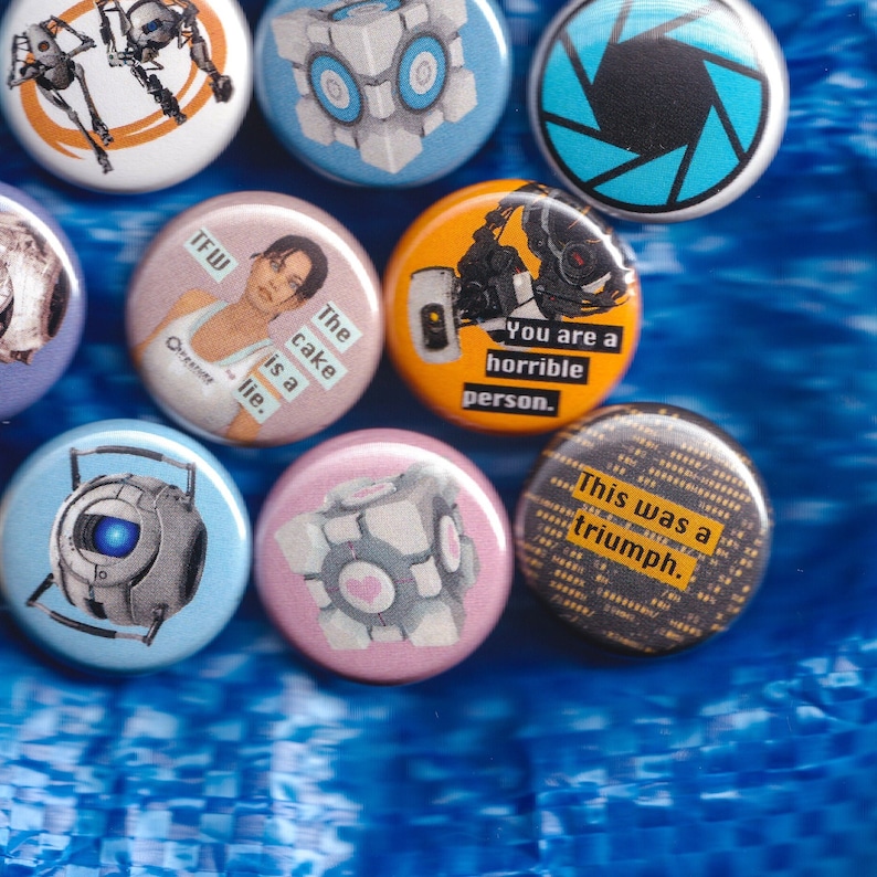 Button Set - Portal & Portal 2 - 1” Video Game Pins or Magnet Pack of ...