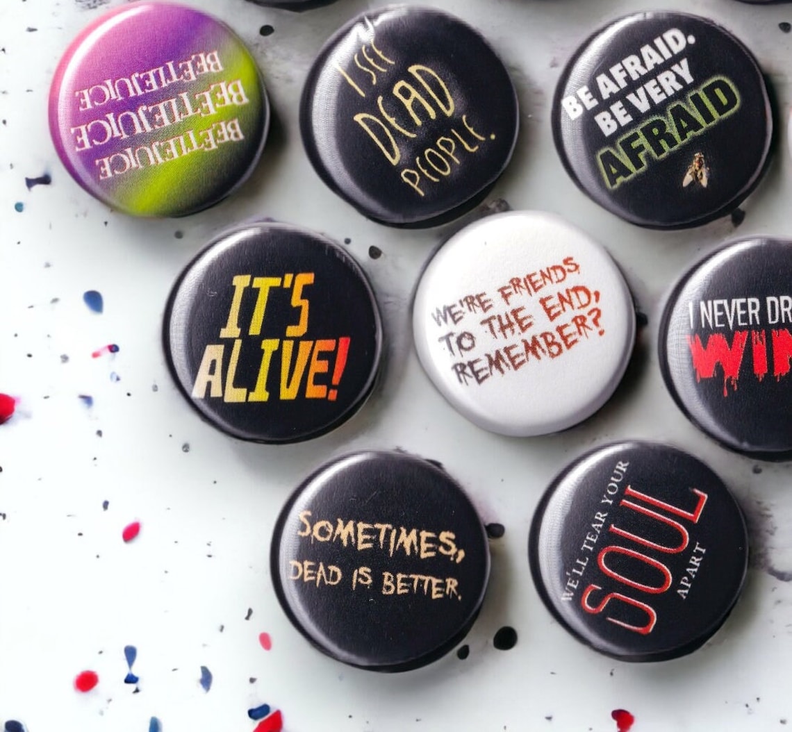 Button Set - Halloween Scary Movie Quotes - 30-pack | 1” Pins or ...