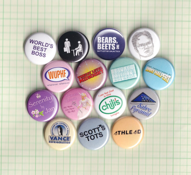 The Office - Set of (15) Handmade 1” Buttons or Magnets - FREE SHIPPING ...