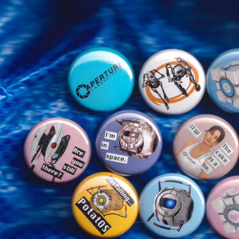 Button Set - Portal & Portal 2 - 1” Video Game Pins or Magnet Pack of ...