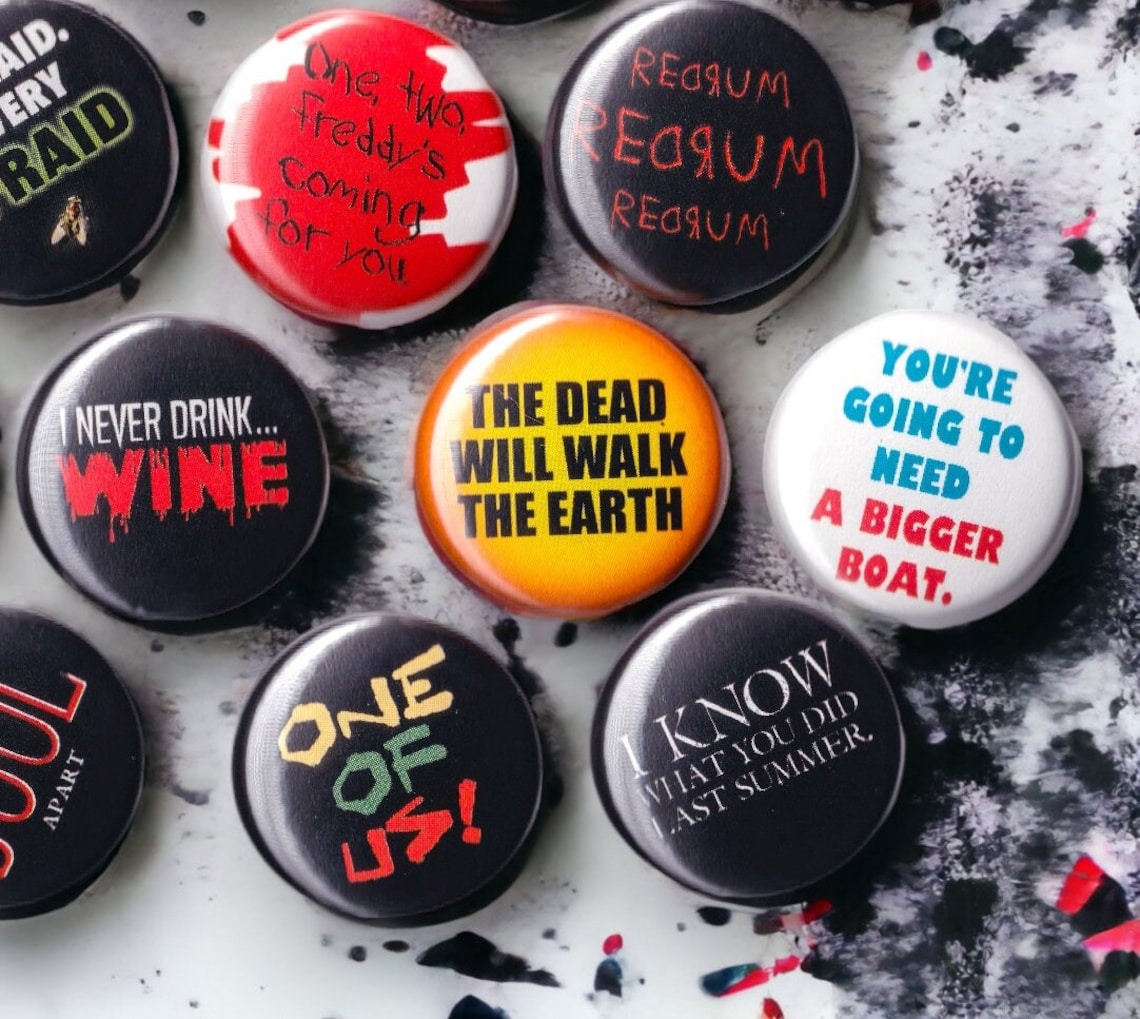 Button Set - Halloween Scary Movie Quotes - 30-pack | 1” Pins or ...
