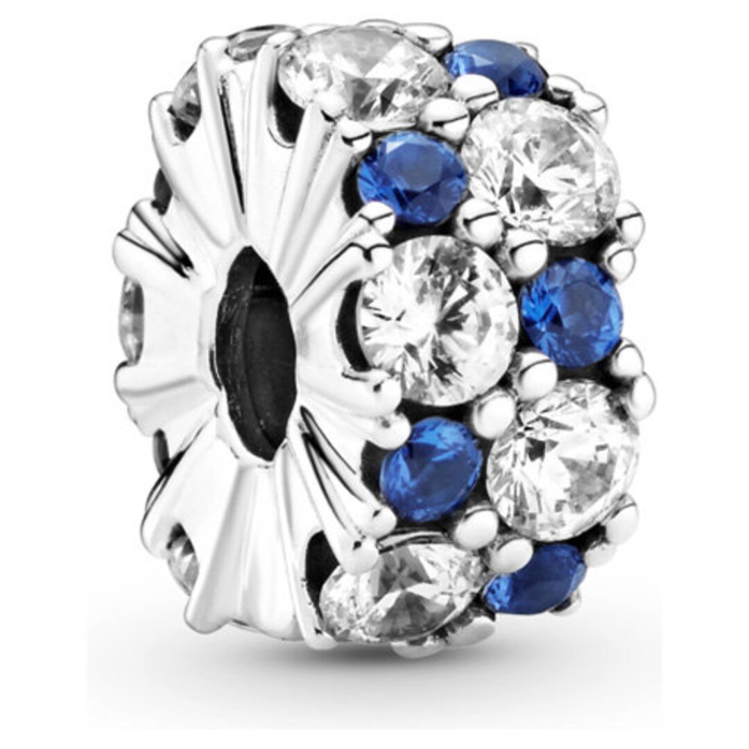 Pandora Sterling Silver Clear and Blue Sparkling Clip With Blue Crystal ...