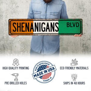 Shenanigans Blvd Street Sign, Irish Flag St Patrick's Day Decor, Custom ...