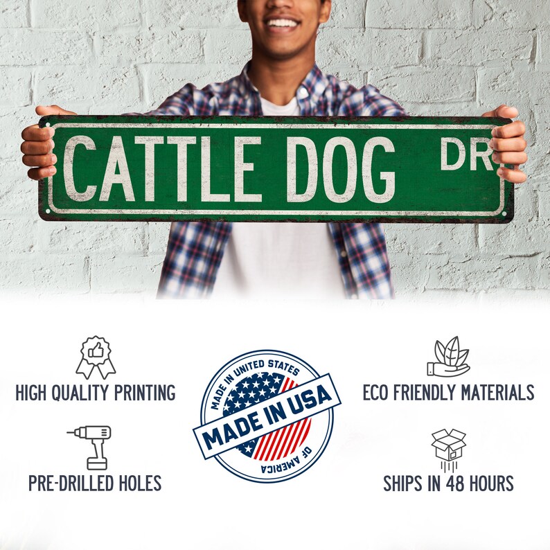 Custom Cattle Dog Street Sign, Dog Lover Gift, Dog House Decor - Etsy