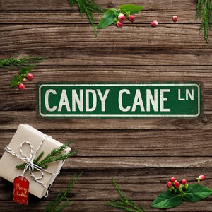 Candy Cane Decor, Christmas Street Sign, Candy Cane Lane Sign, Rustic ...