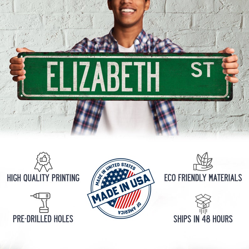 Elizabeth Sign, Elizabeth Gift, Girls Room Decor, Custom Street Sign ...