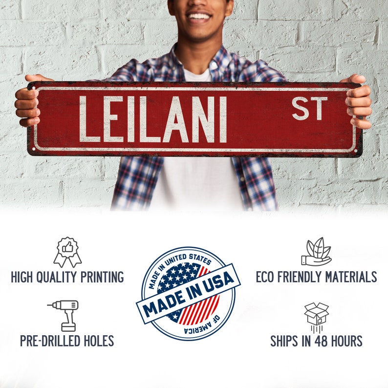 Leilani Sign, Leilani Gift, Girls Room Decor, Custom Street Sign, Signs ...