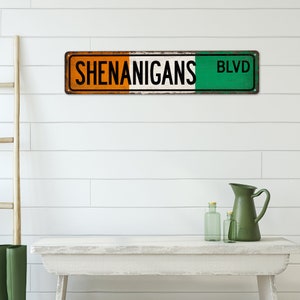 Shenanigans Blvd Street Sign, Irish Flag St Patrick's Day Decor, Custom ...
