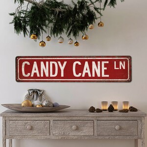 Candy Cane Decor, Christmas Street Sign, Candy Cane Lane Sign, Rustic ...