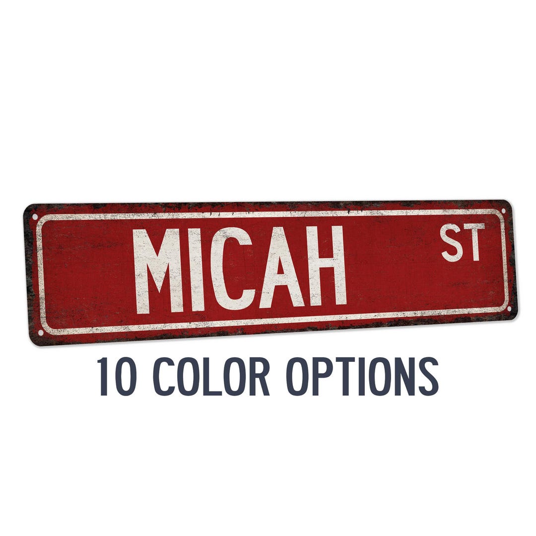 Micah Sign, Kids Room Sign, Custom Street Sign, Boy Gifts, Name Sign ...