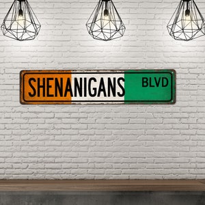 Shenanigans Blvd Street Sign, Irish Flag St Patrick's Day Decor, Custom ...