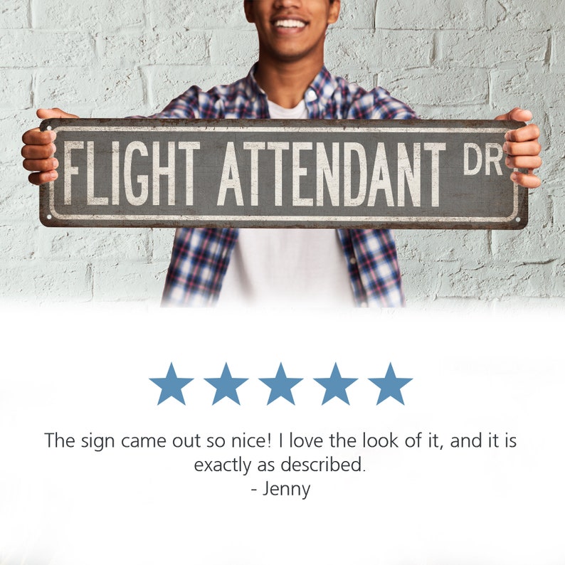 Flight Attendant Sign, Stewardess Street Sign, Gift for Flight ...