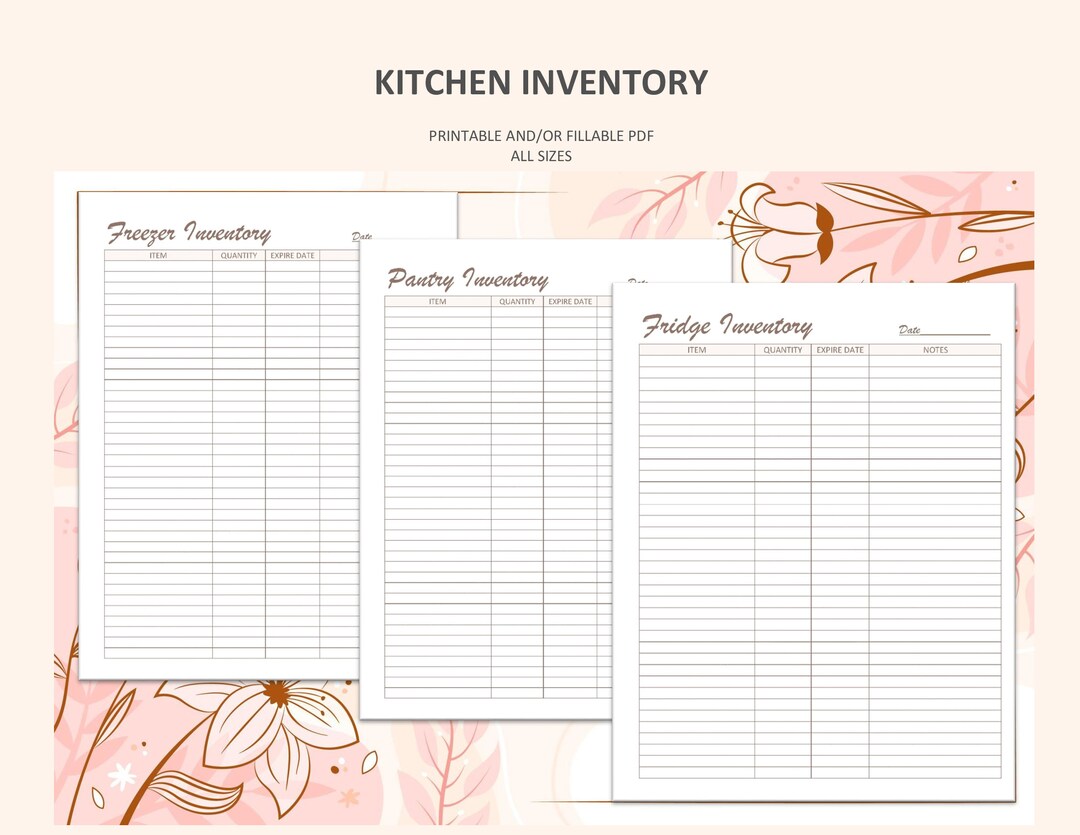 Kitchen Inventory Printable Pantry Fridge and Freezer - Etsy