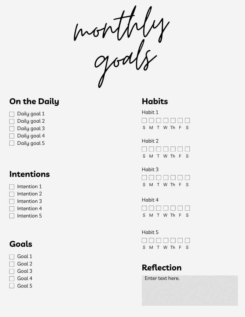 Monthly Mood Board & Goals Canva Template goodnotes Compatible - Etsy
