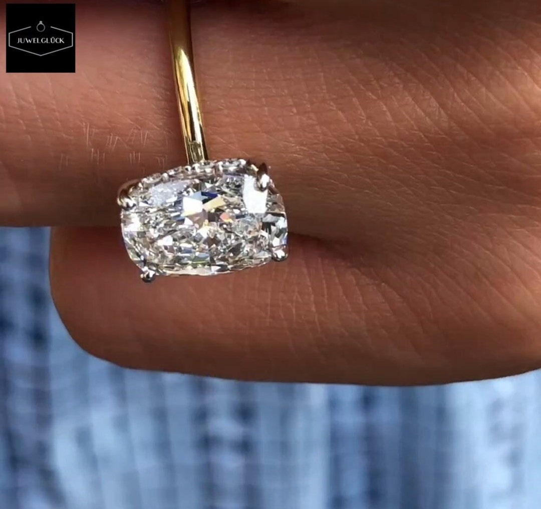 4.5 CT Solitaire Cushion Cut Moissanite Diamond Ring| Engagement ...