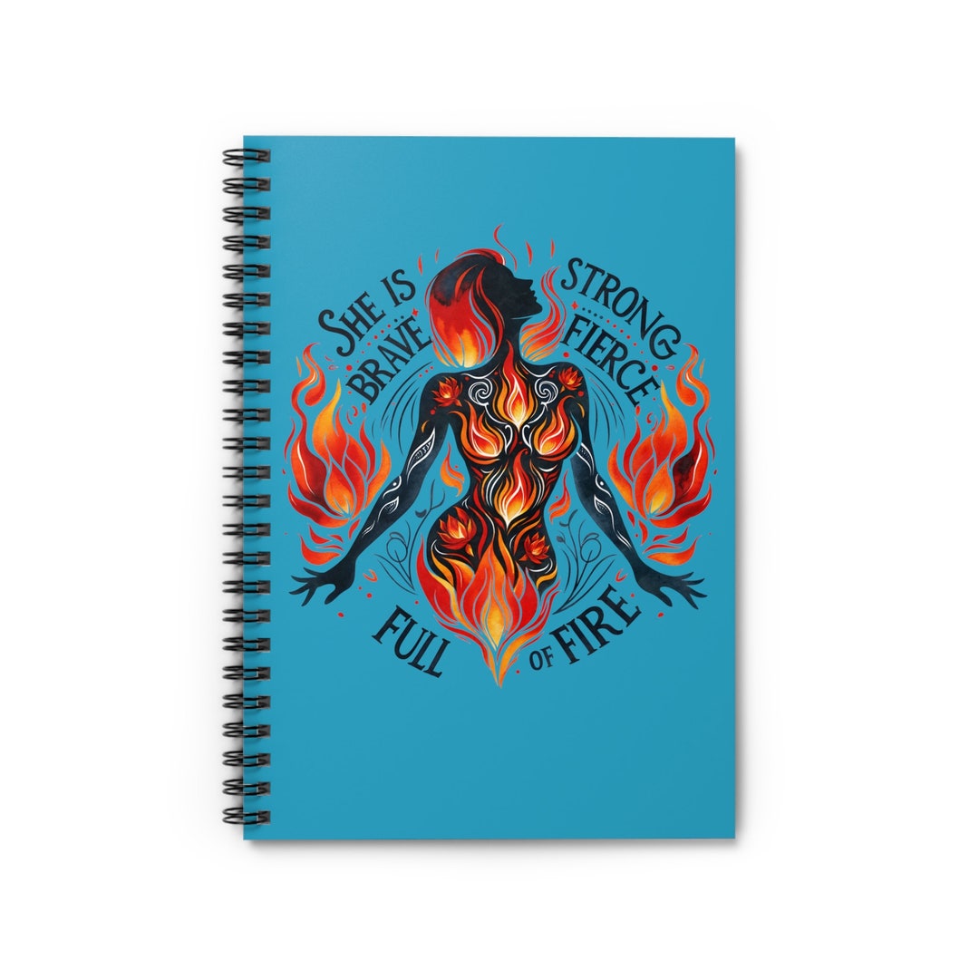 Phoenix and Fire Teal Spiral Notebook Ruled Line - Etsy