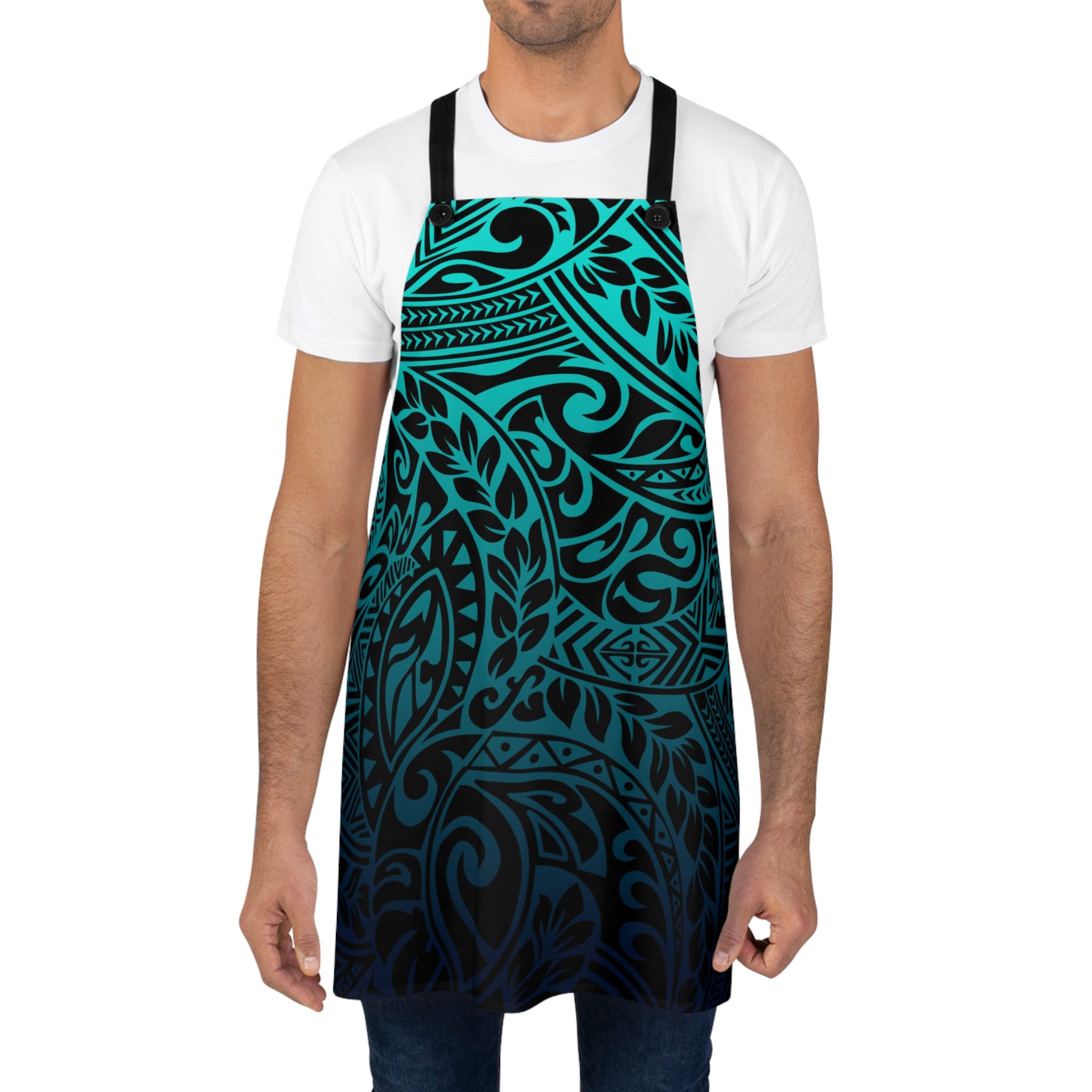 Polynesian Tribal in Teal Apron, Apron for Cooking, BBQ Apron ...